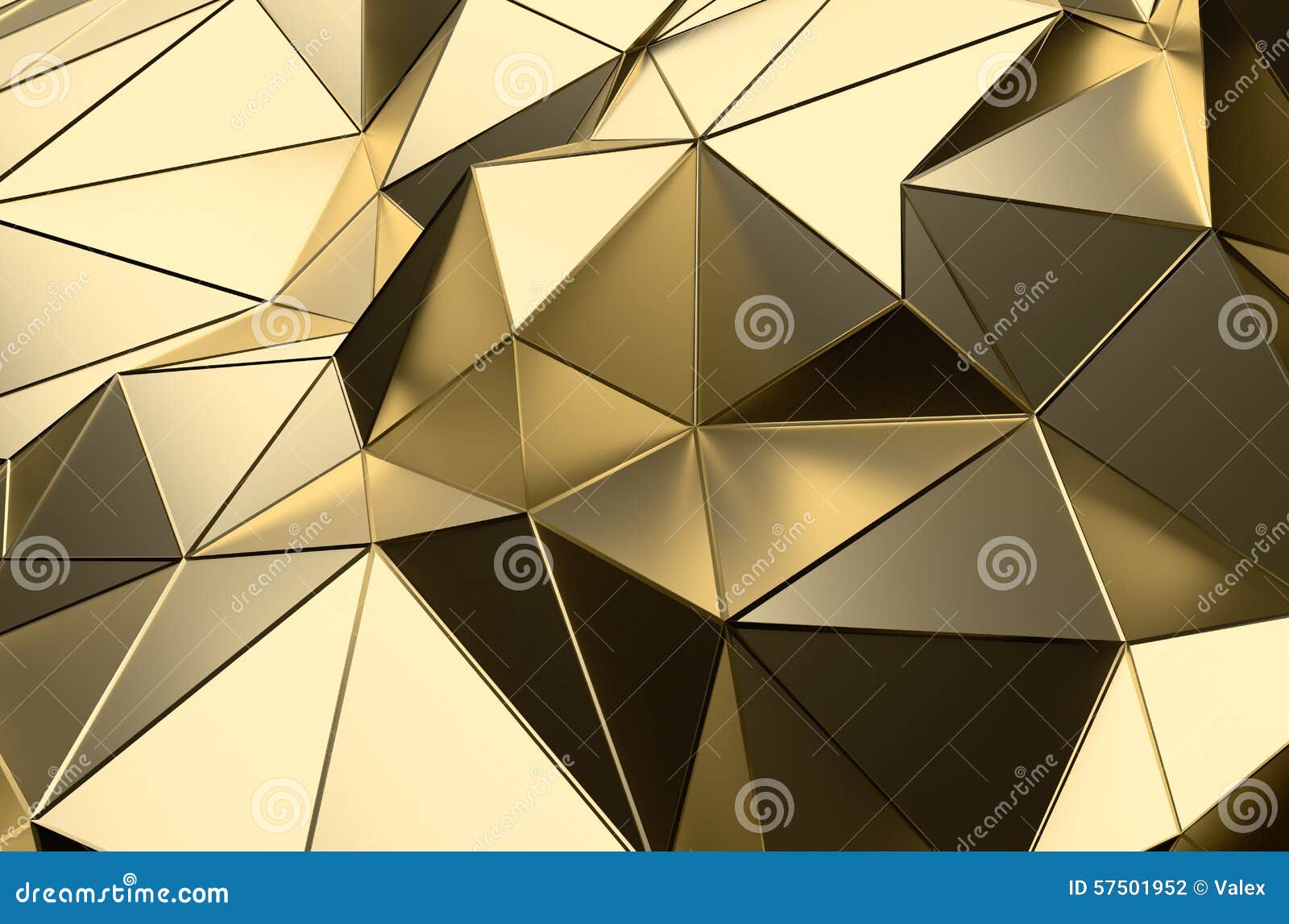 Abstract 3D Rendering of Gold Low Poly Surface Stock Illustration ...