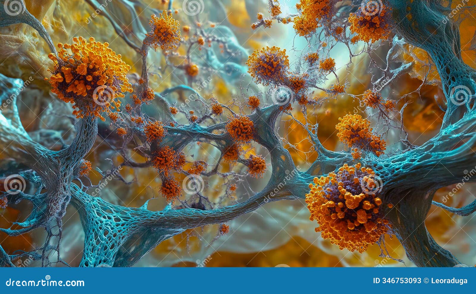 Abstract 3D Rendering of Human Nerve Cells Set in Organic Environment ...