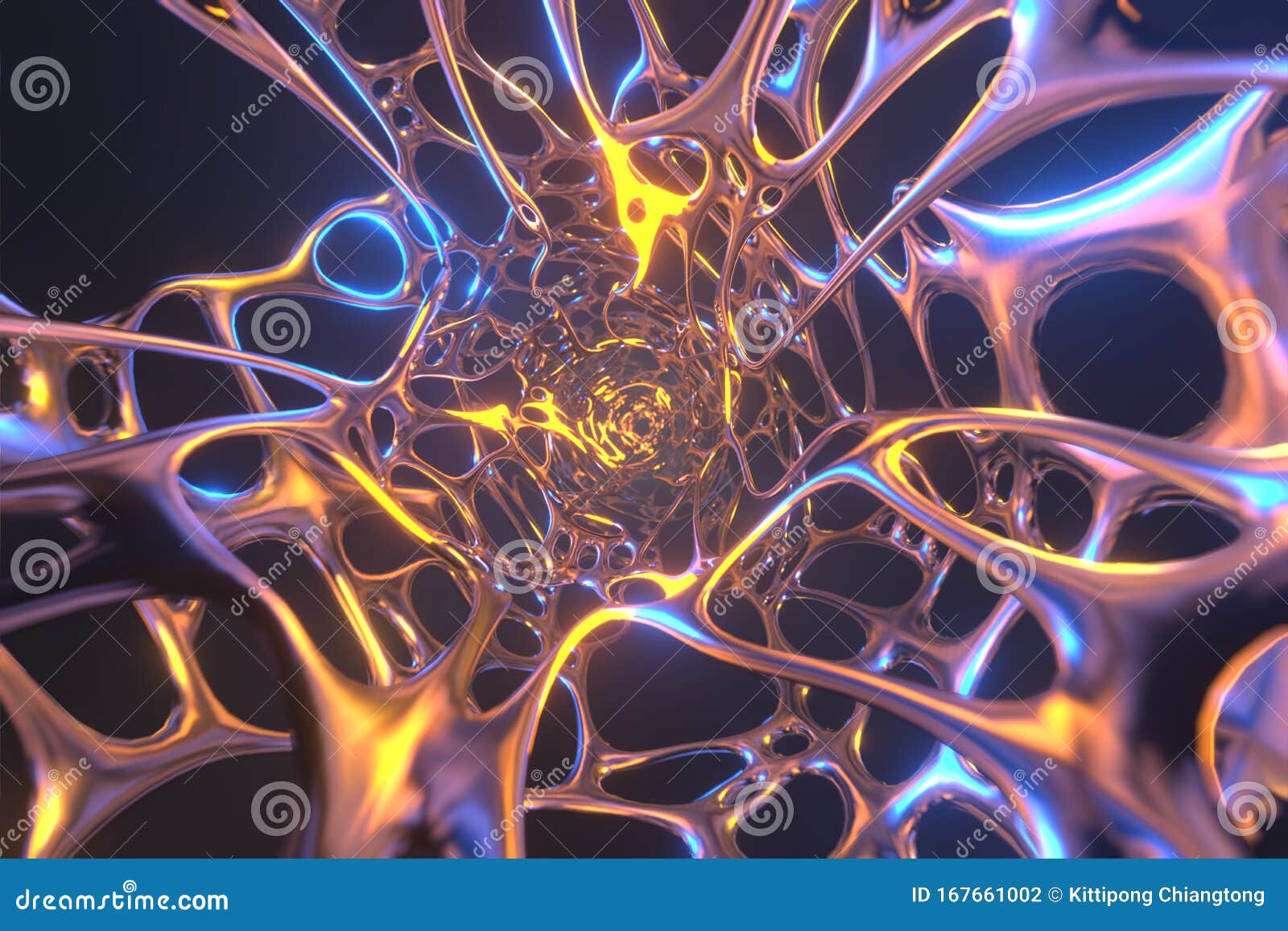 Abstract 3d Rendering Illustration .Organic Structure Network Neutron ...