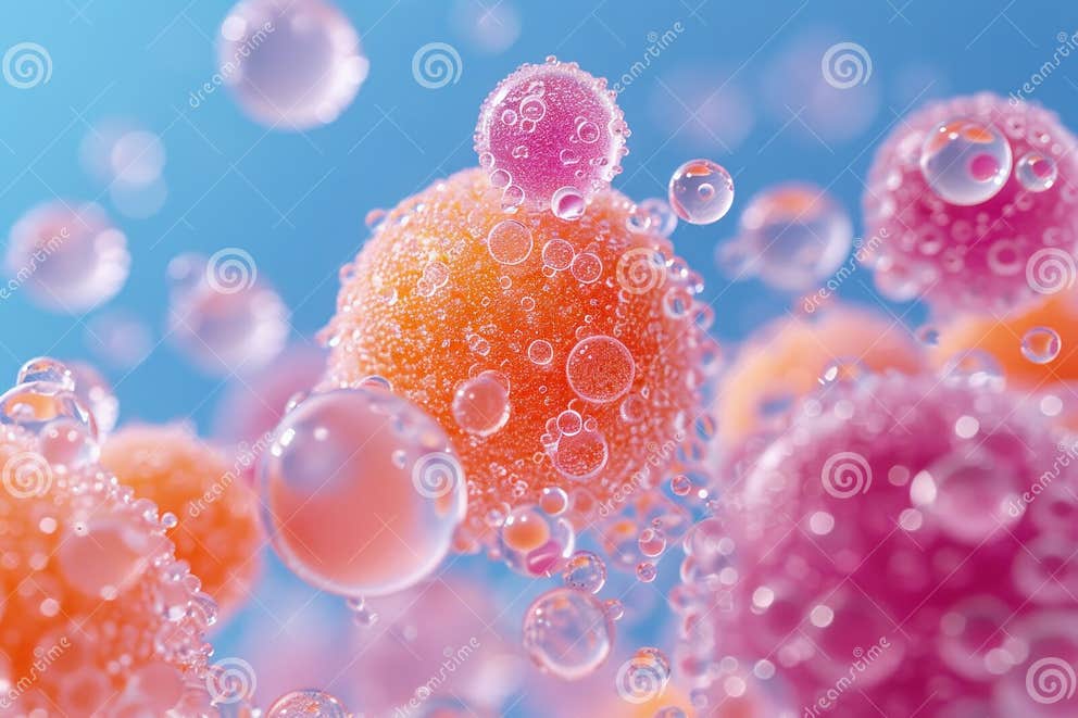 Abstract 3D Rendering of Joyful Textures Vibrant Design with Bubbles ...