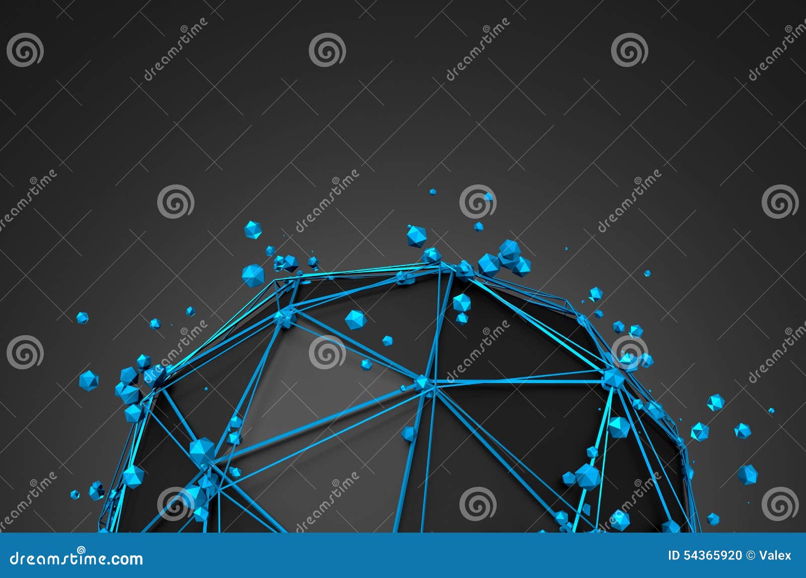 Abstract 3d Rendering of Low Poly Black Sphere Stock Photo - Image of ...
