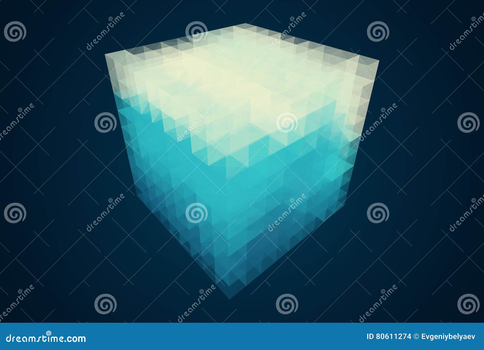 Abstract 3d Rendering of Low Poly Cube. Futuristic Design. Ice Cube ...