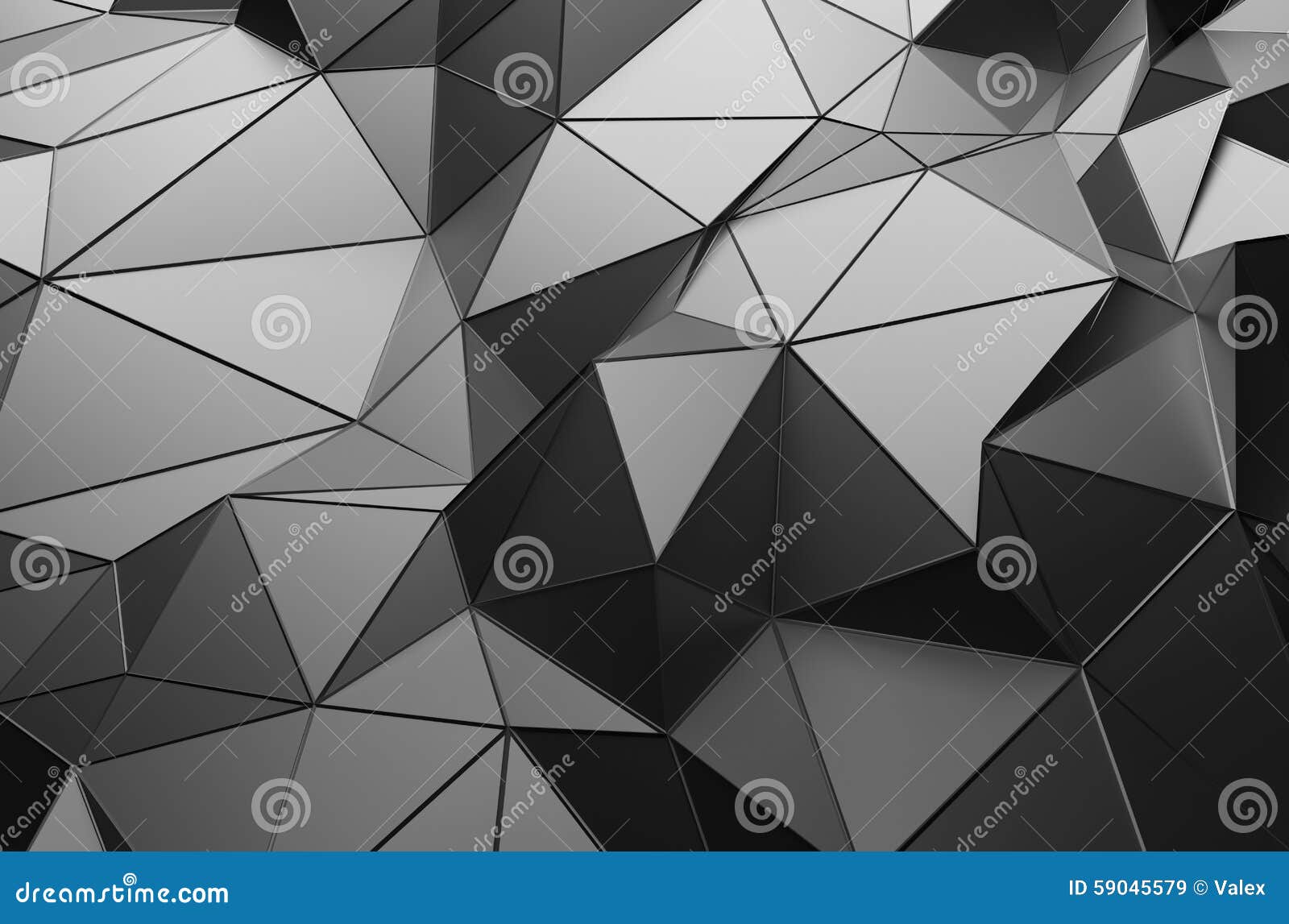 Abstract 3D Rendering of Low Poly Dark Surface Stock Illustration ...