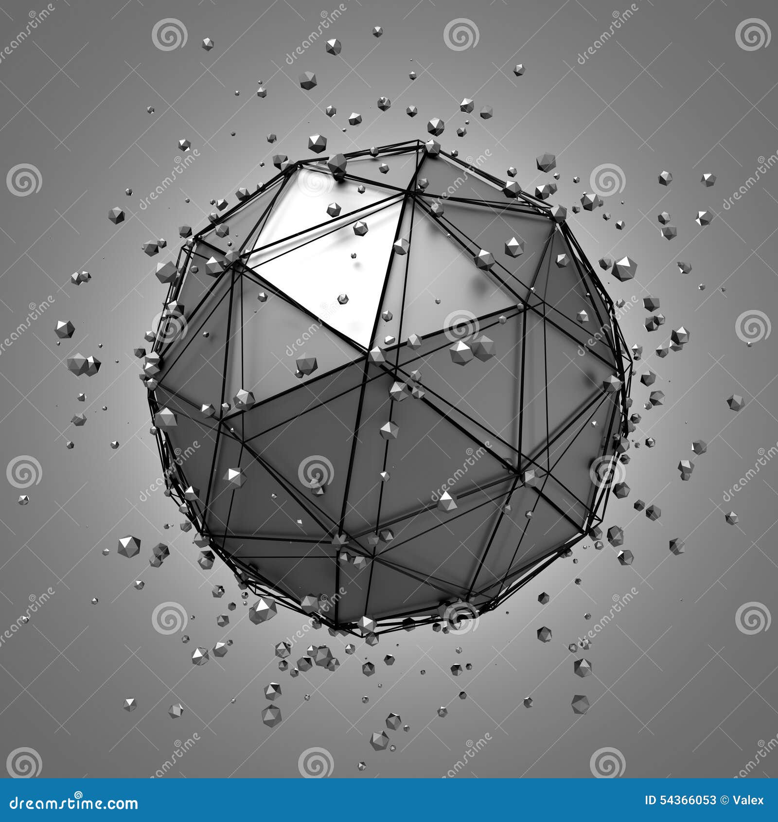 Abstract 3d Rendering of Low Poly Metal Sphere Stock Image - Image of ...
