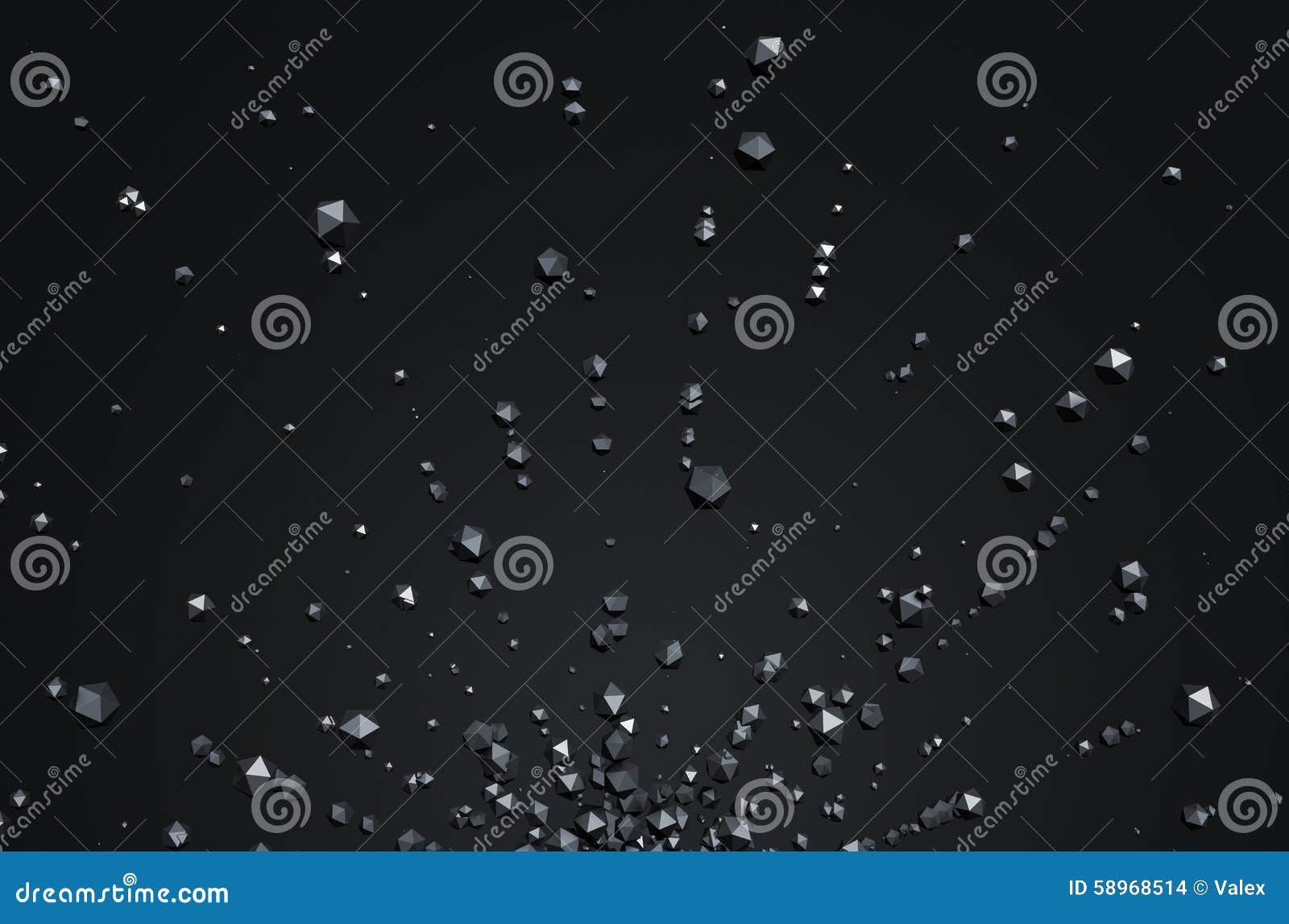 Abstract 3D Rendering of Low Poly Particles Stock Illustration ...
