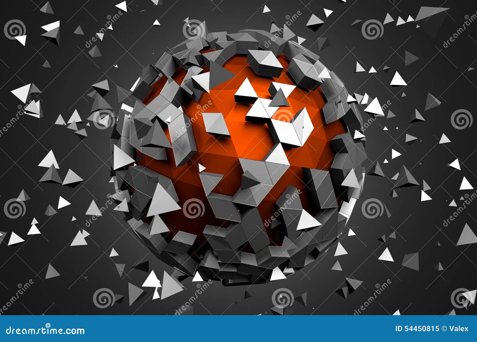 Abstract 3d Rendering of Low Poly Sphere with Stock Illustration ...