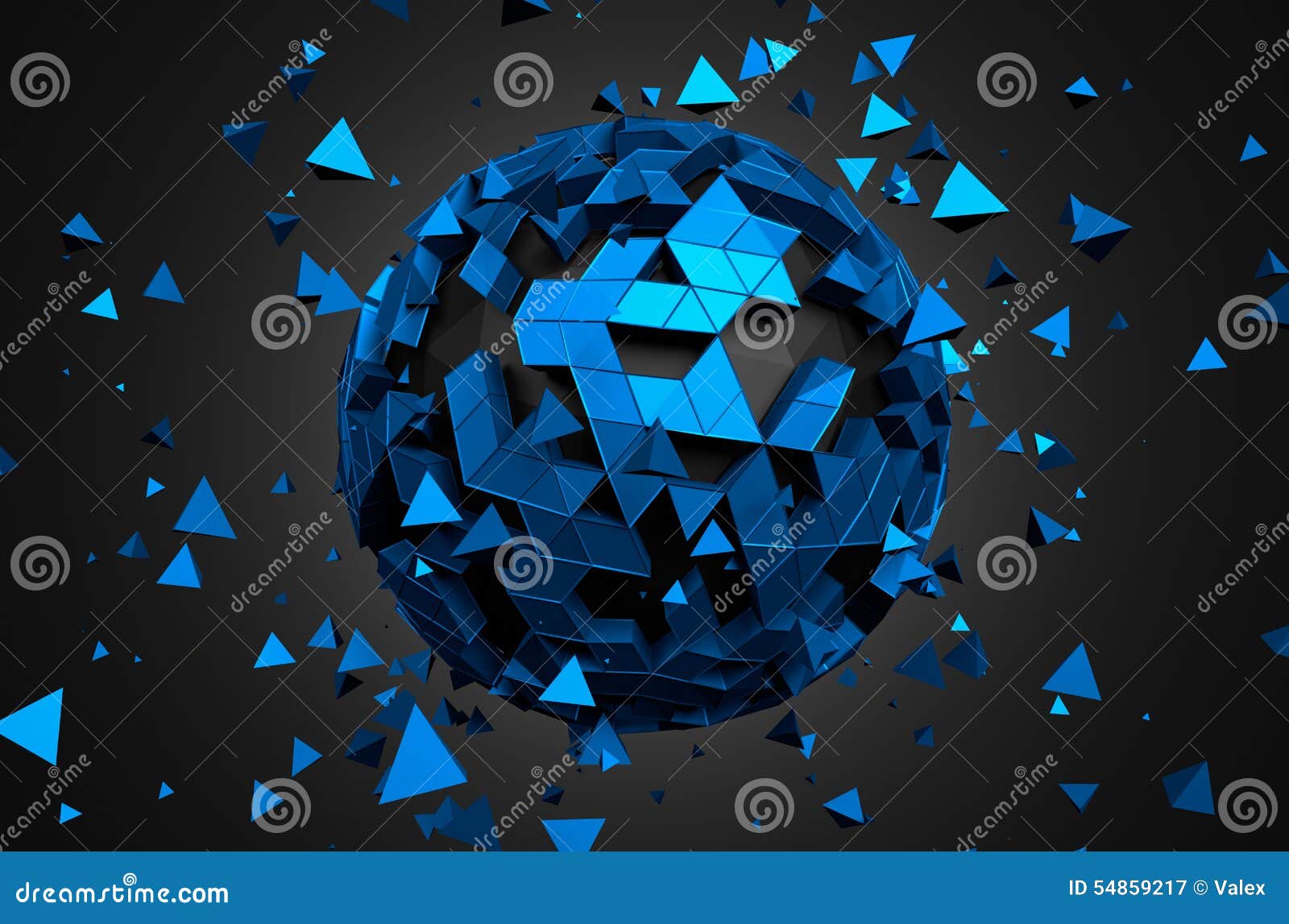 Abstract 3D Rendering of Low Poly Sphere Stock Illustration ...