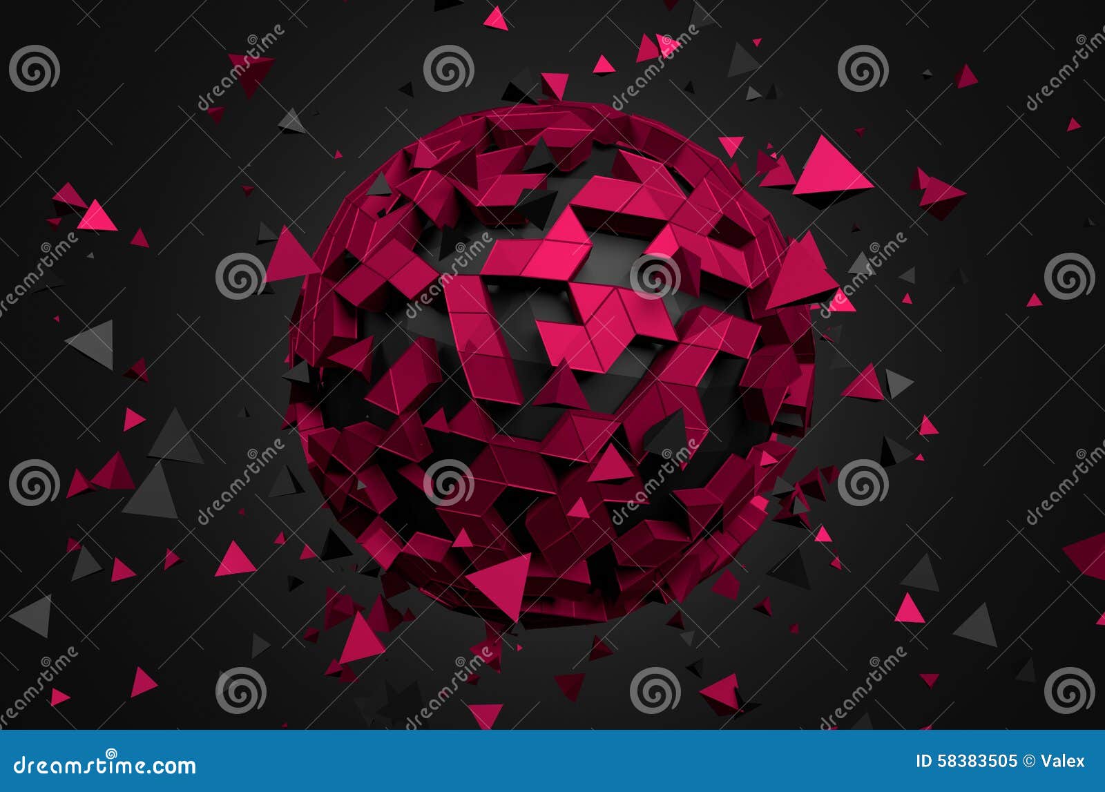 Abstract 3D Rendering of Low Poly Sphere Stock Illustration ...
