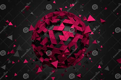 Abstract 3D Rendering of Low Poly Sphere Stock Illustration ...