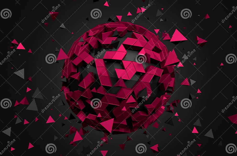 Abstract 3D Rendering of Low Poly Sphere Stock Illustration ...