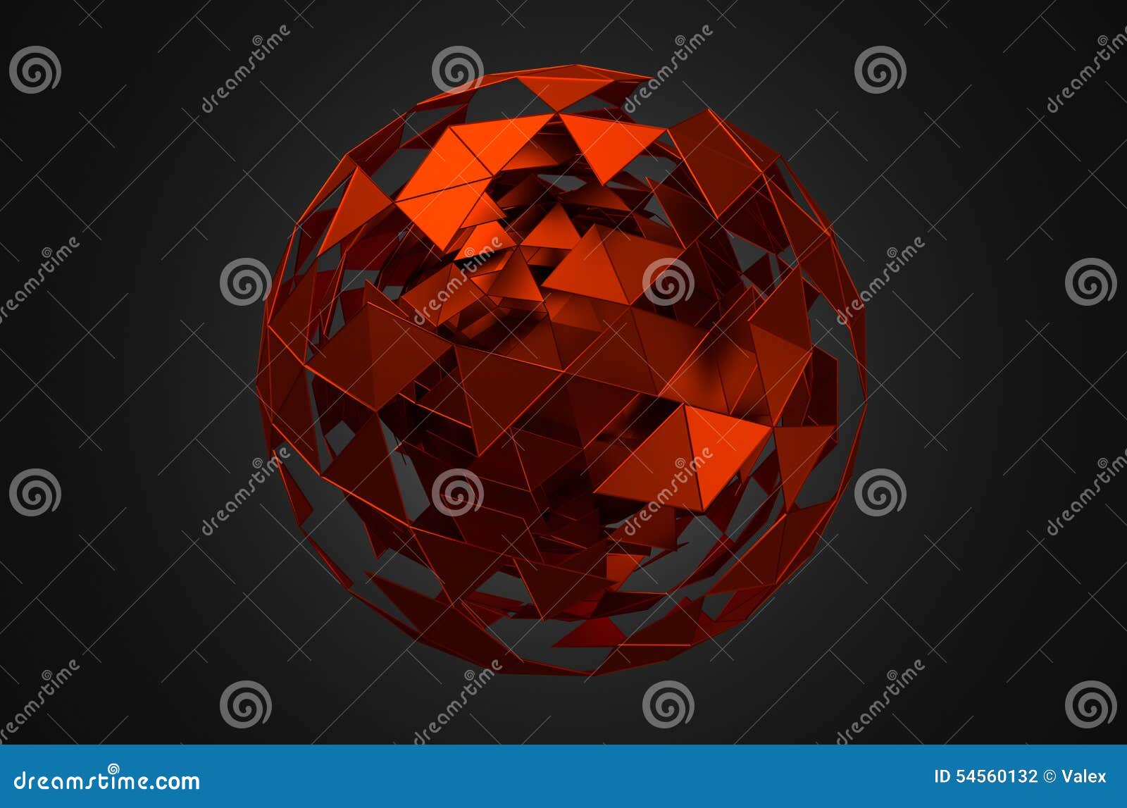 Abstract 3d Rendering of Low Poly Sphere with Stock Illustration ...