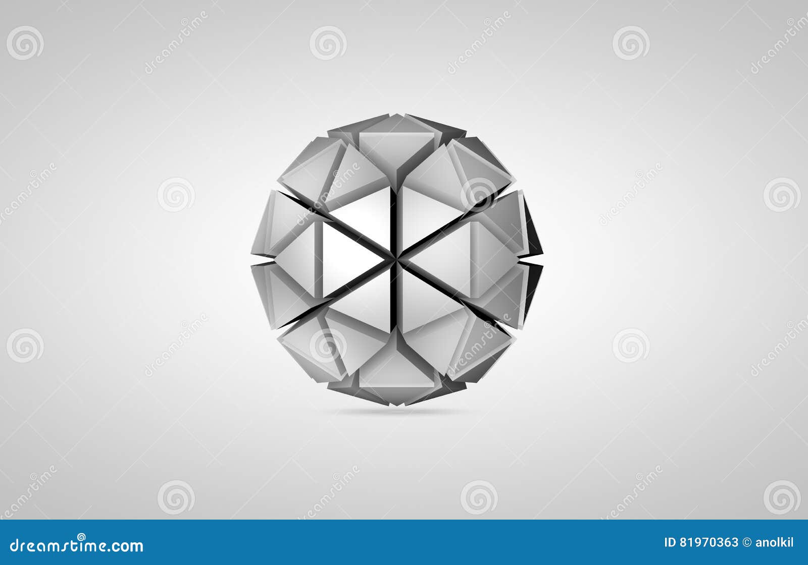 Abstract 3d Rendering of Low Poly Sphere. Stock Illustration ...