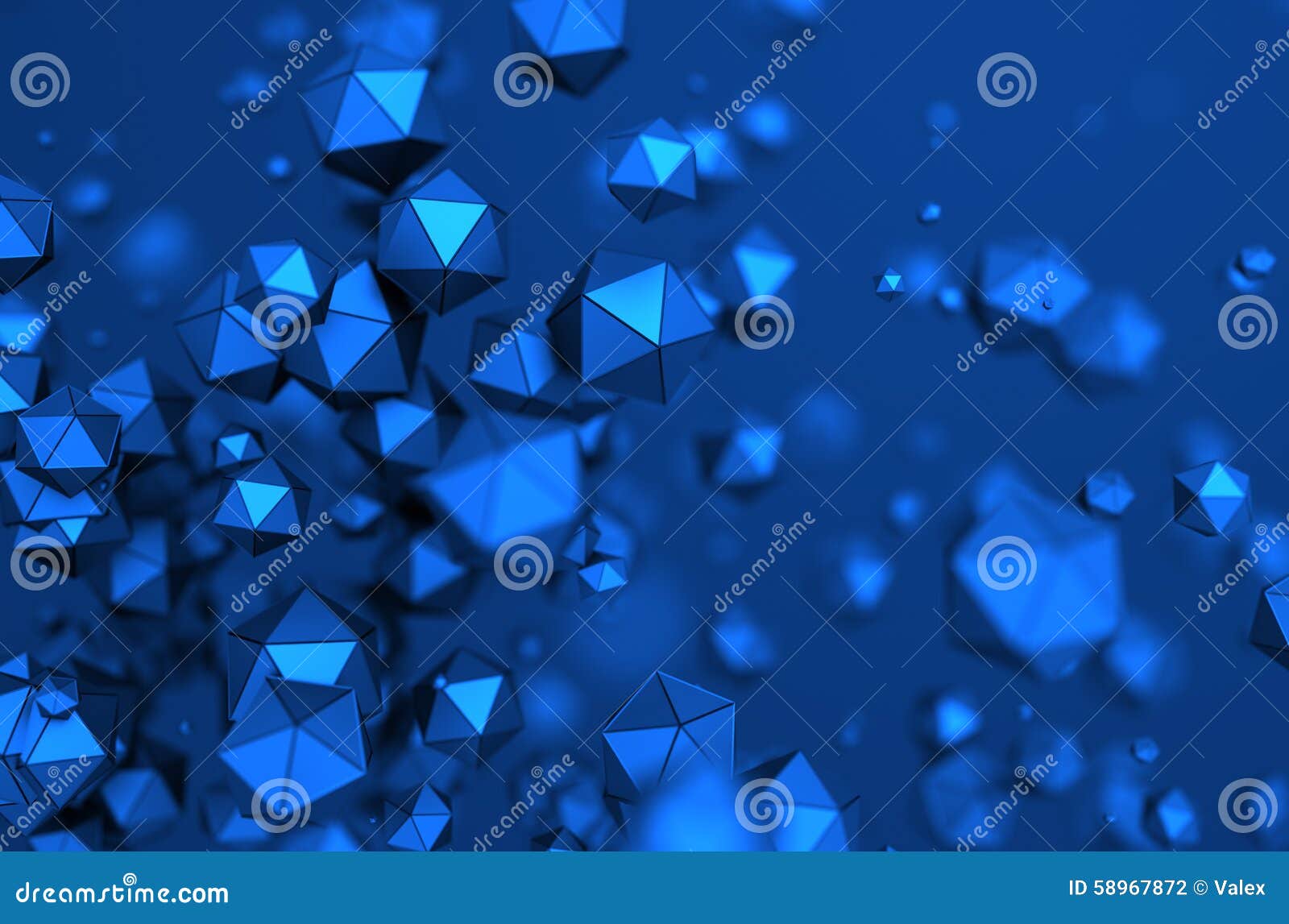 Abstract 3D Rendering of Low Poly Spheres Stock Illustration ...