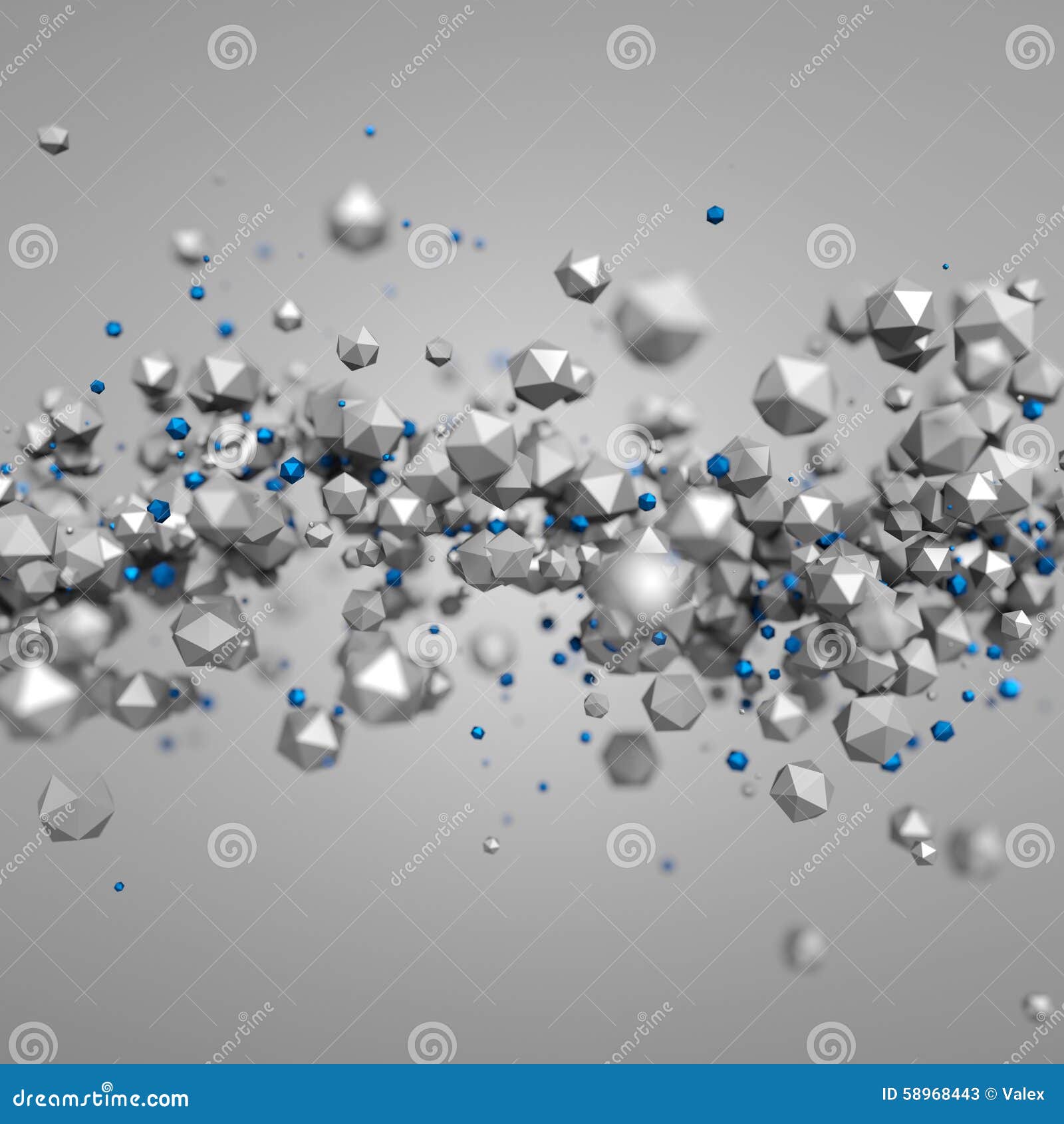 Abstract 3D Rendering of Low Poly Spheres Stock Illustration ...