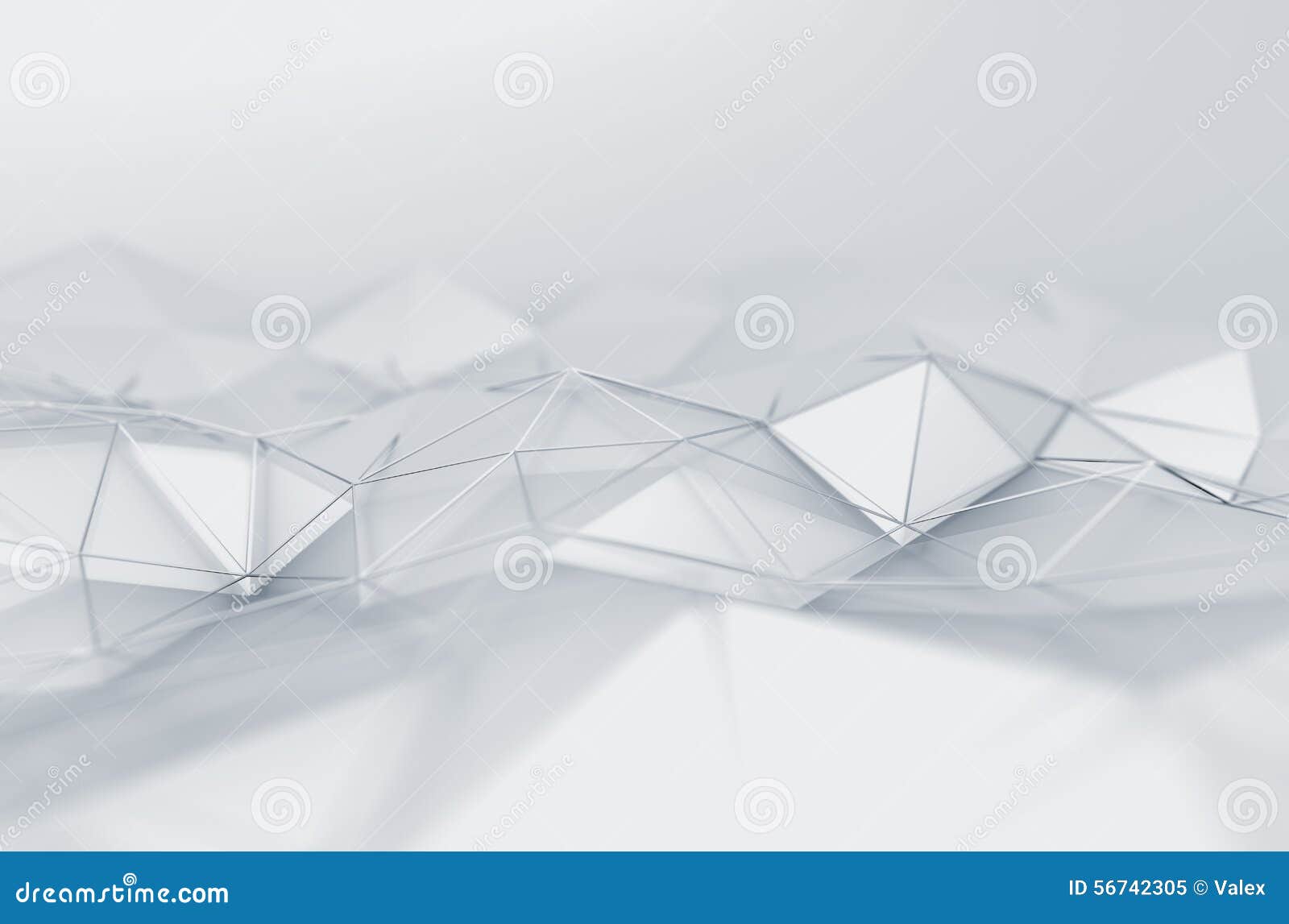 Abstract 3D Rendering of Low Poly White Surface Stock Illustration ...