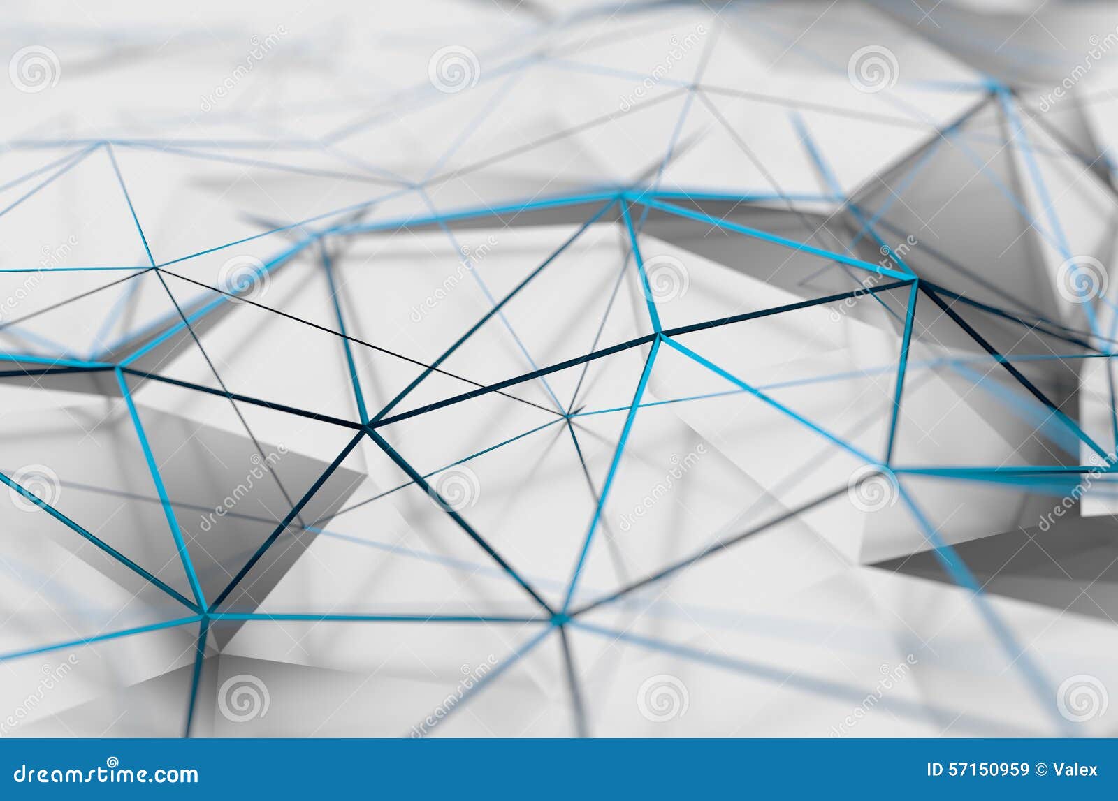 Abstract 3D Rendering of Low Poly White Surface Stock Illustration ...