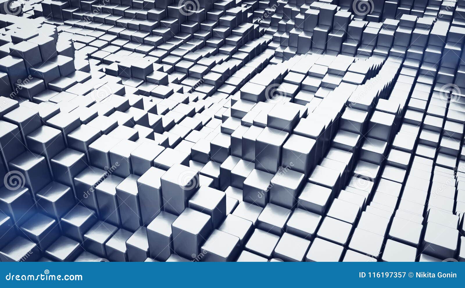 Abstract 3D Rendering of Metalic Blocks Stock Illustration ...