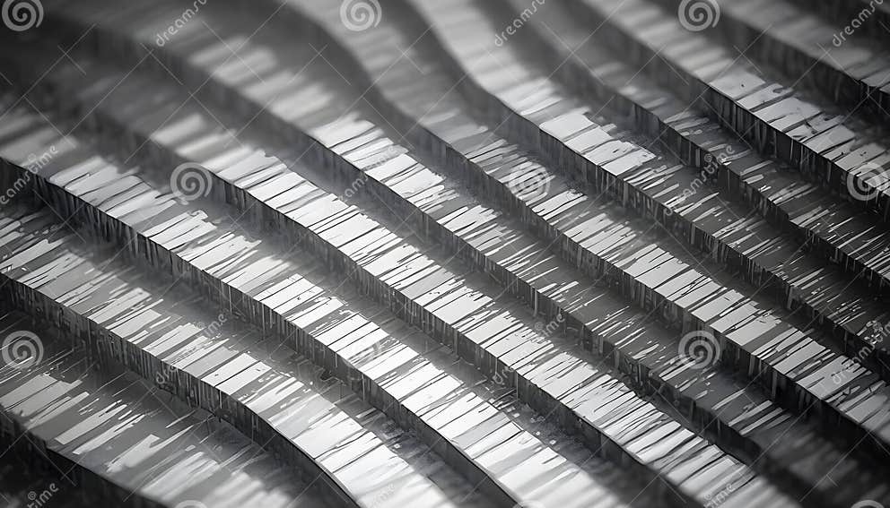 Abstract 3D Rendering of Metallic, Silver Waves Formed by Stacked ...