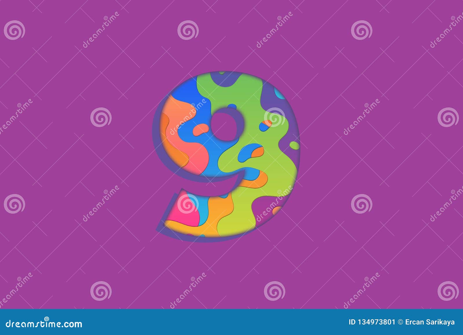 Abstract 3D Rendering Number 9 Stock Illustration - Illustration of ...