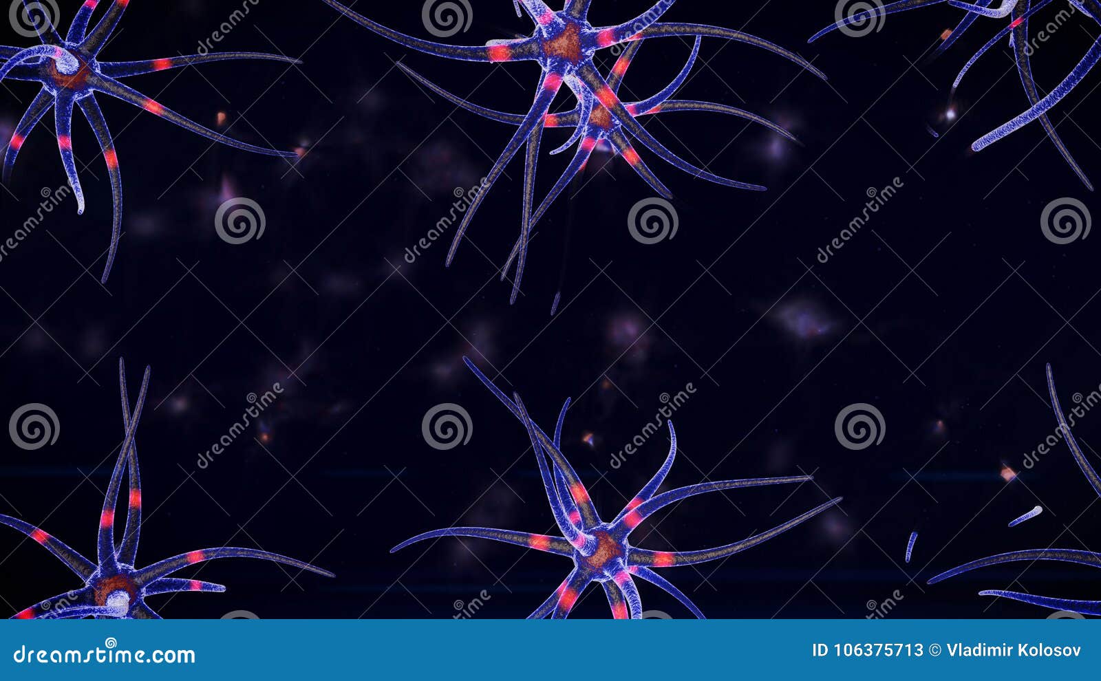 Nano Vision of Blue Neurons Stock Illustration - Illustration of alive ...