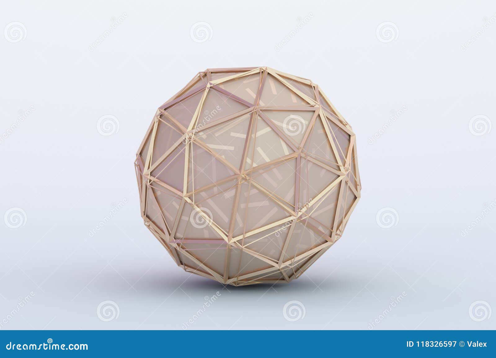 Abstract 3D Rendering of the Polygonal Sphere Stock Illustration ...