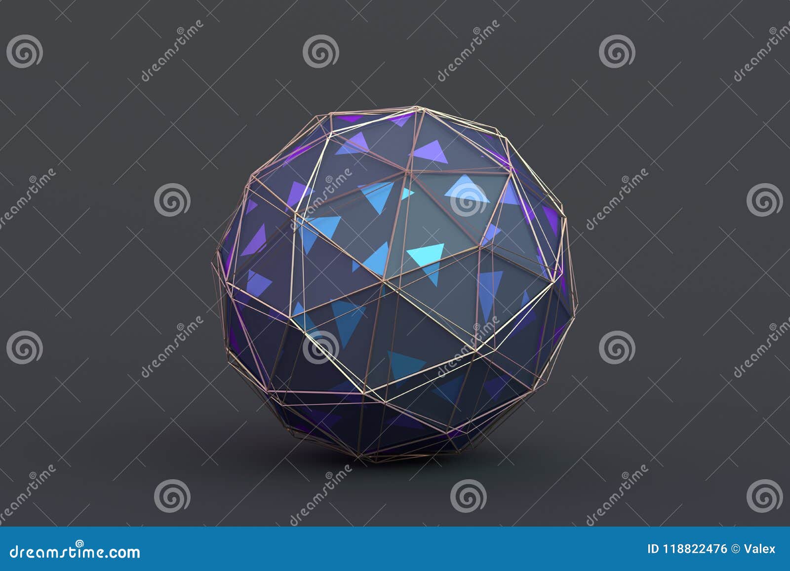 Abstract 3D Rendering of the Polygonal Sphere Stock Illustration ...