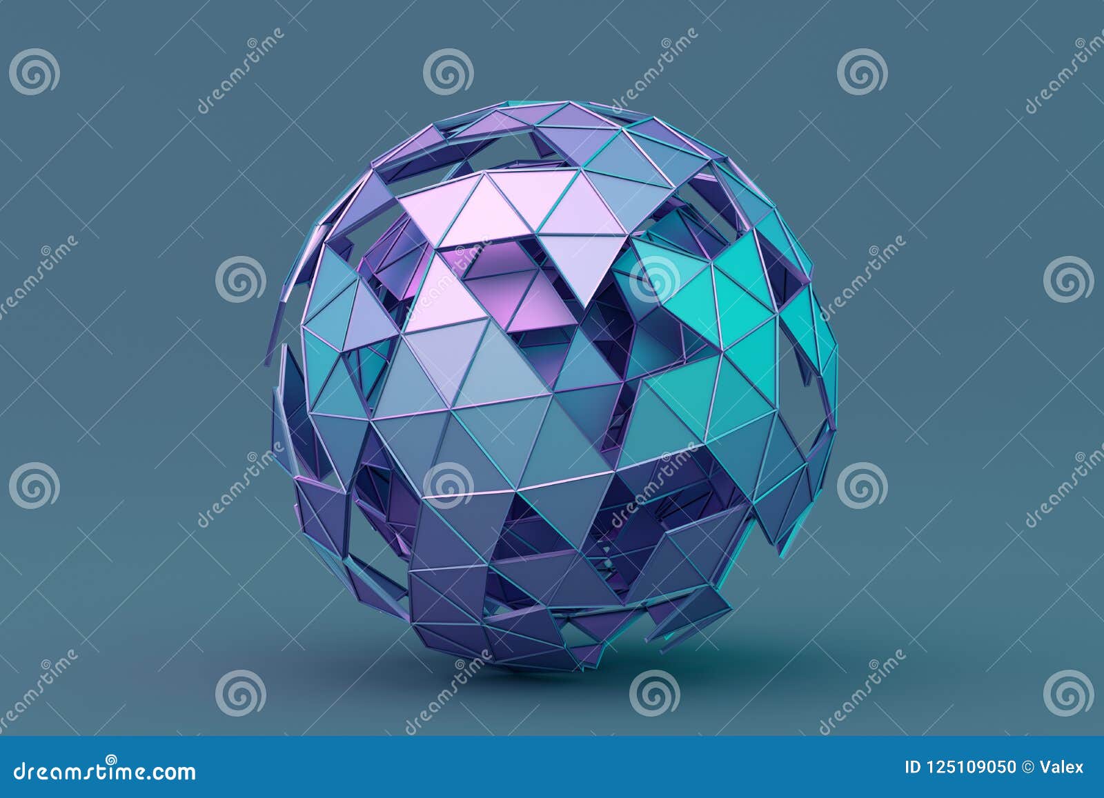 Abstract 3D Rendering of Polygonal Sphere Stock Illustration ...
