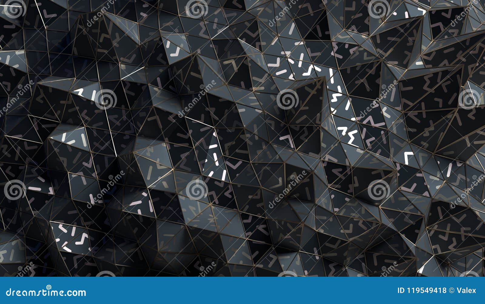 Abstract 3D Rendering of the Polygonal Surface Stock Illustration ...