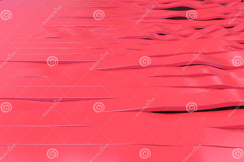 Abstract 3D Rendering of Red Sine Waves Stock Illustration ...