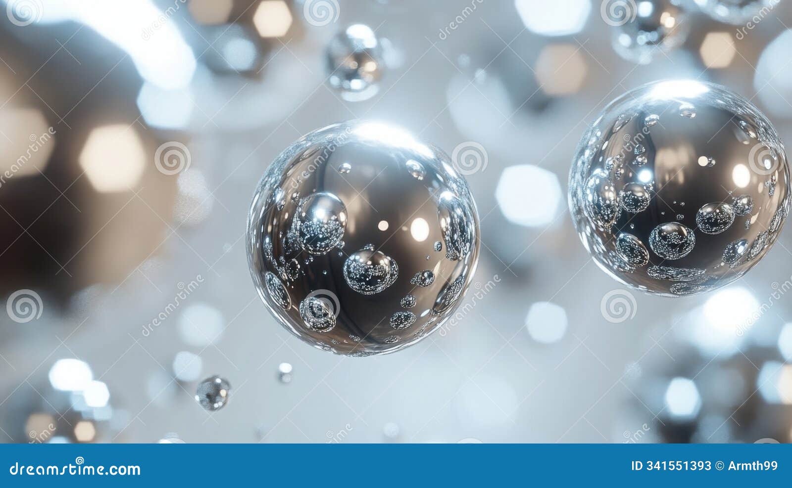 Silver Bubbles Fluid Soft Sparkling Colorful Forms On Geometries ...