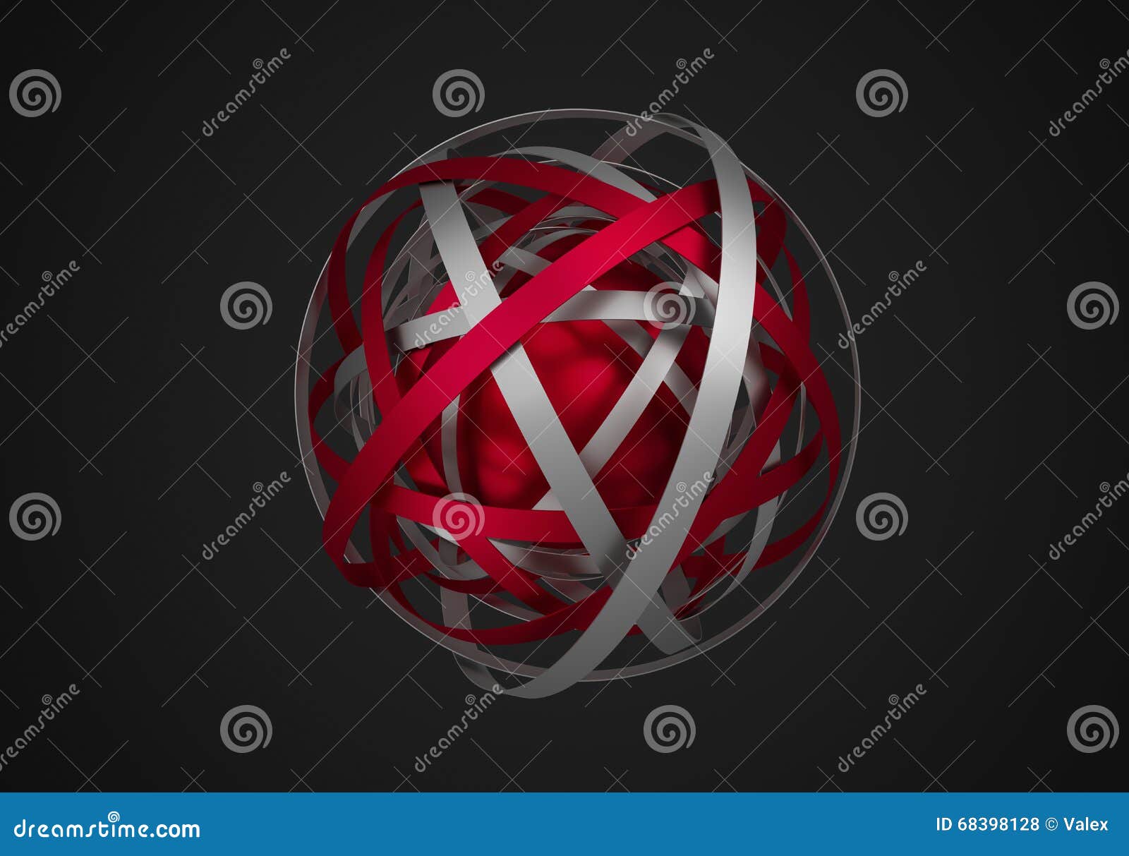 Abstract 3D Rendering of Sphere with Rings. Stock Illustration ...