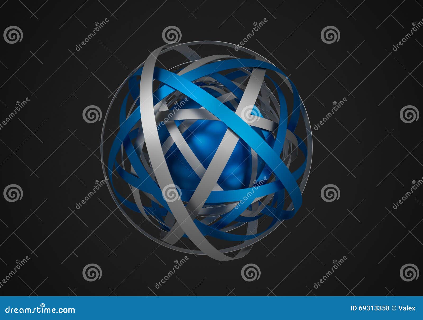 Abstract 3D Rendering of Sphere with Rings. Stock Illustration ...