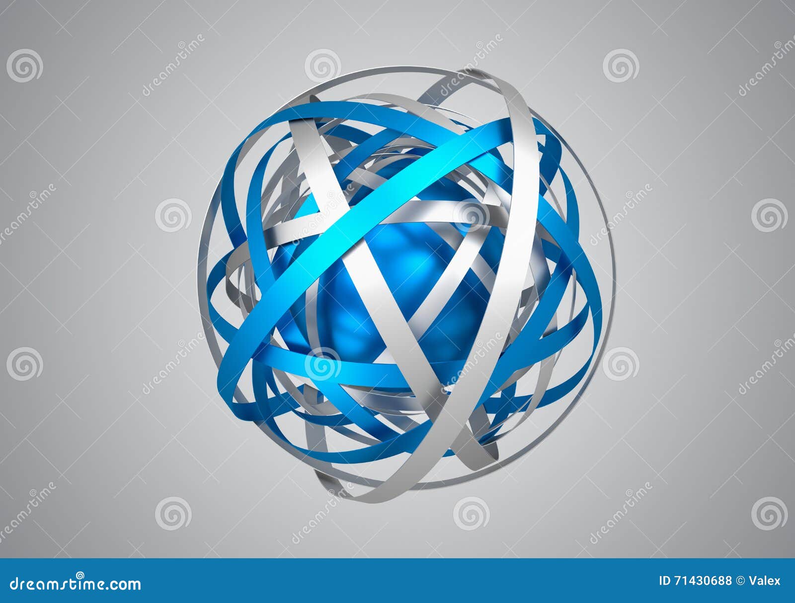Abstract 3D Rendering of Sphere with Rings. Stock Illustration ...