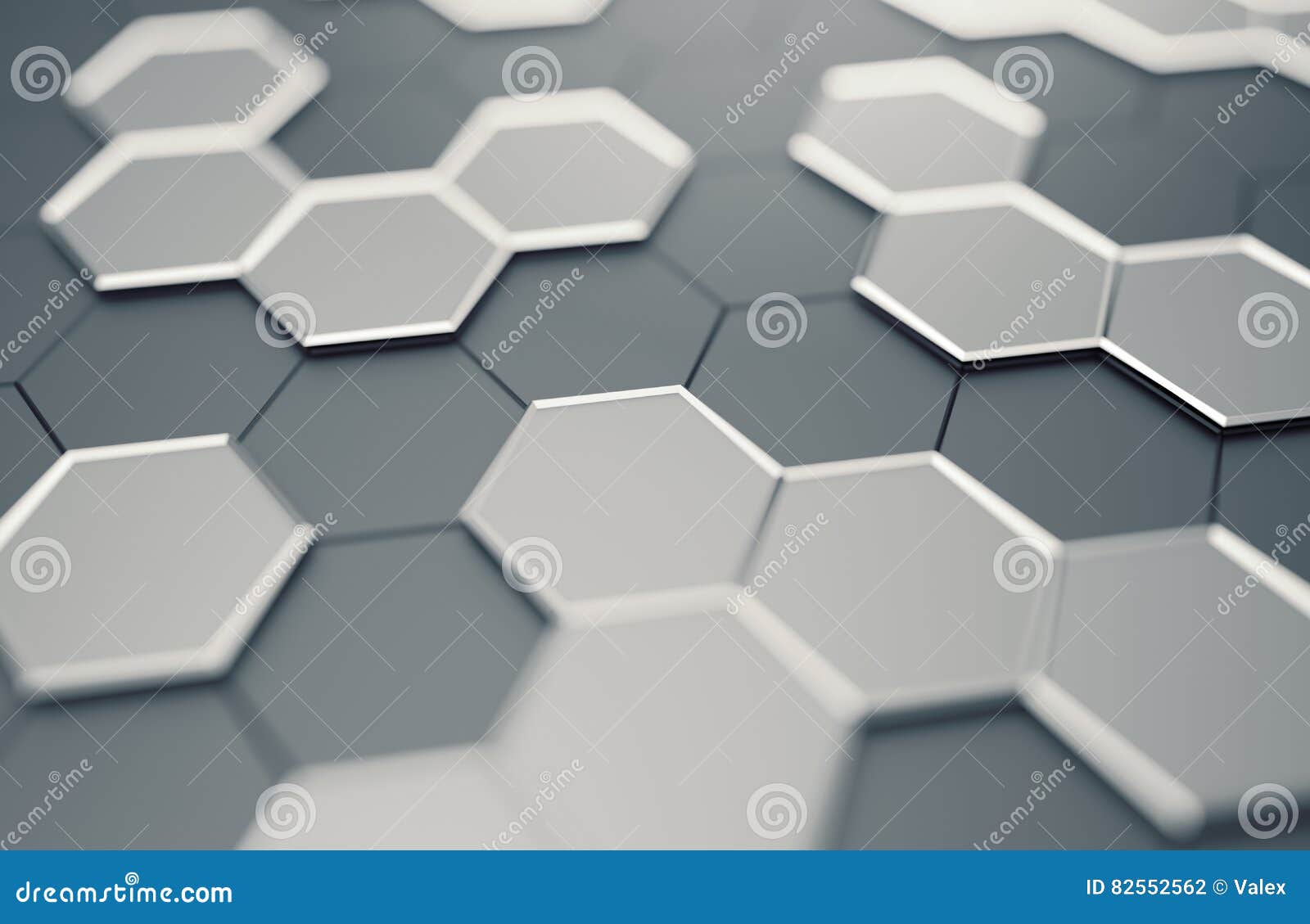 Abstract 3D Rendering of Surface with Hexagons. Stock Illustration ...