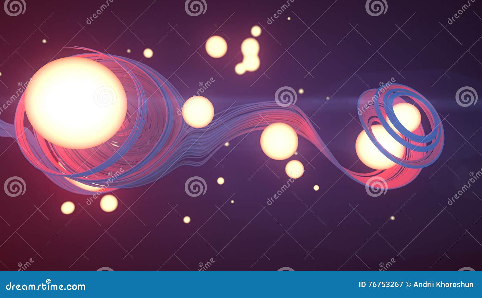 Abstract 3d Rendering Trail Trace Effect with Lighting Balls Stock ...