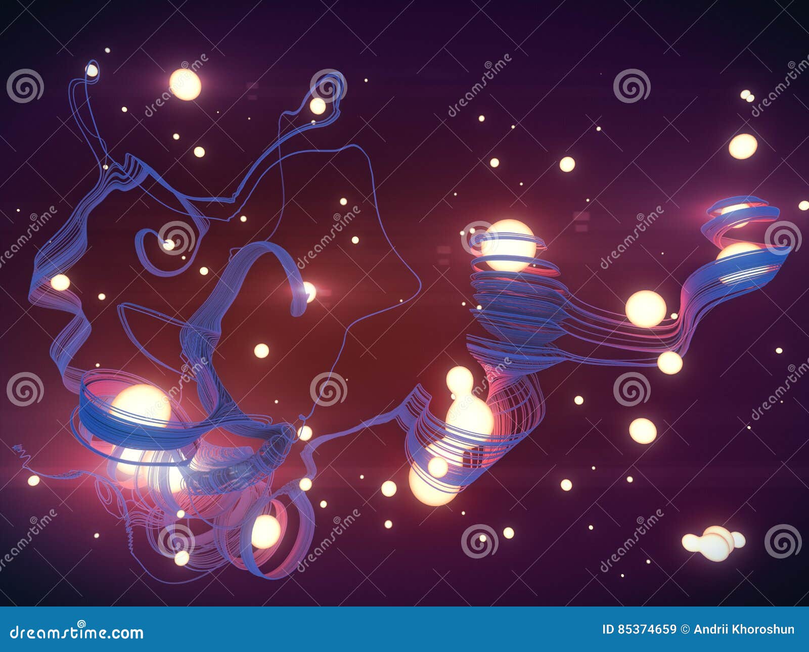 Abstract 3d Rendering Trail Trace Effect with Lighting Balls Stock ...