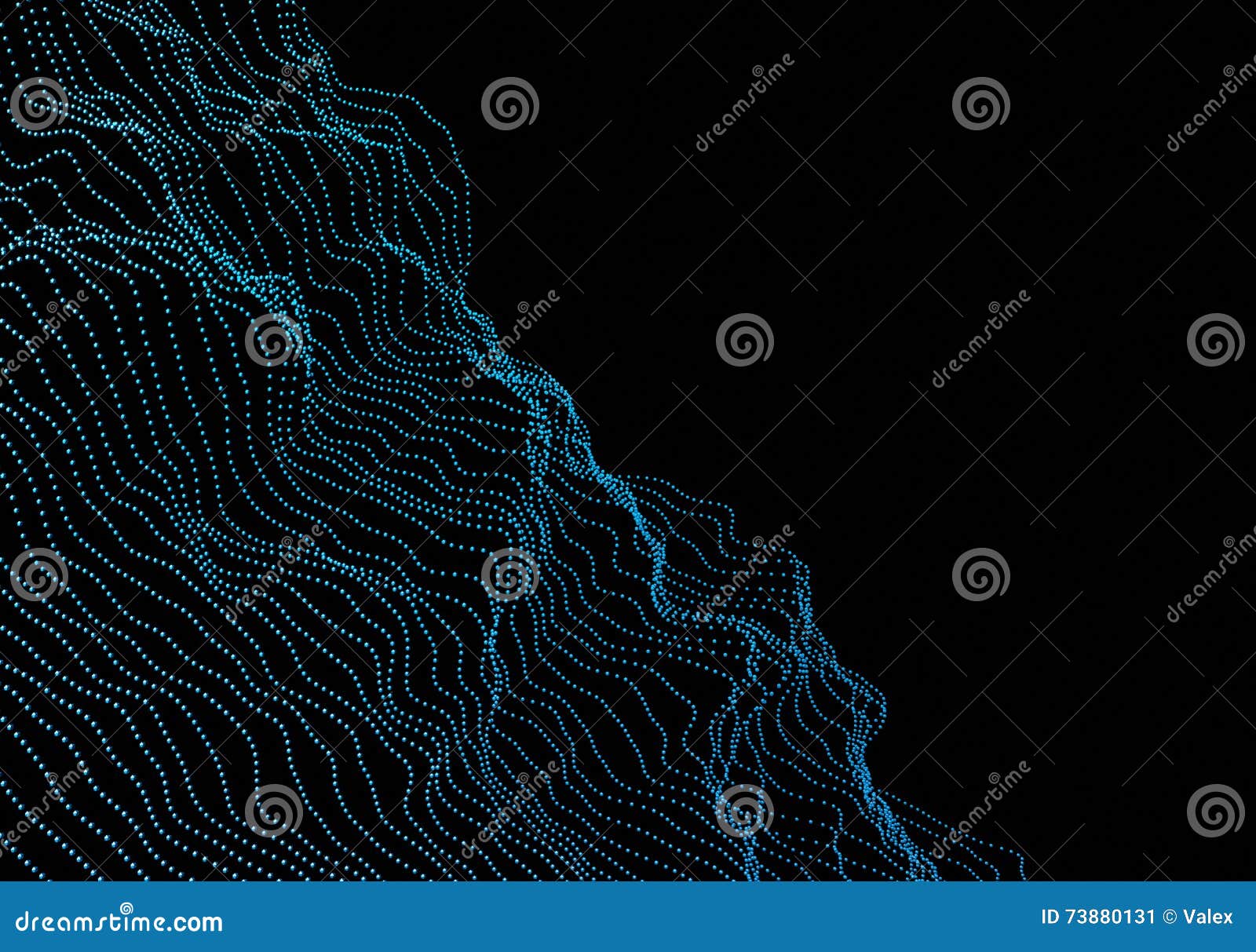 Abstract 3D Rendering of Waves with Particles. Stock Illustration ...