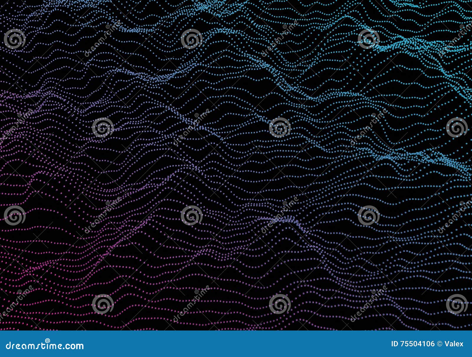 Abstract 3D Rendering of Waves with Particles. Stock Illustration ...