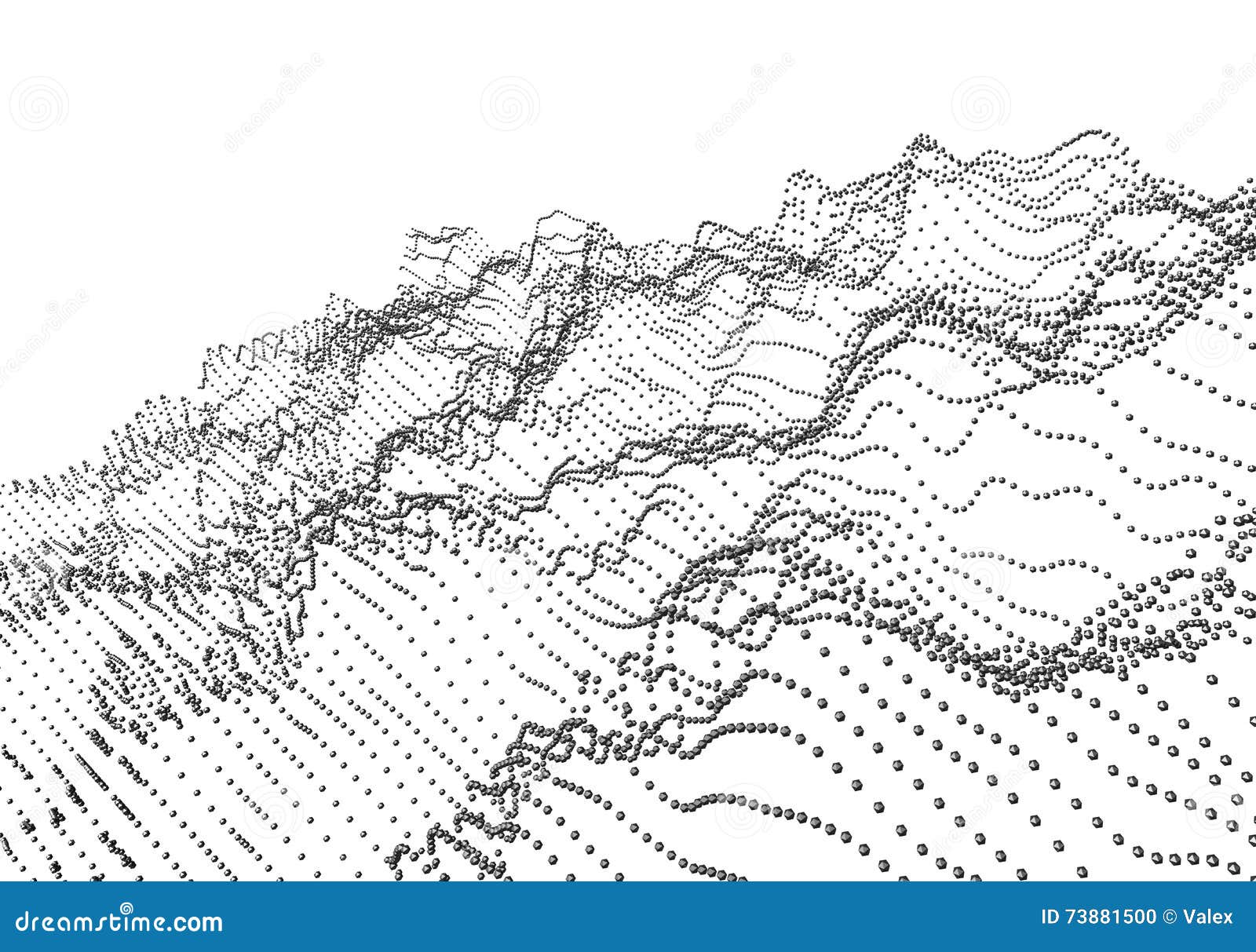 Abstract 3D Rendering of Waves with Particles. Stock Illustration ...