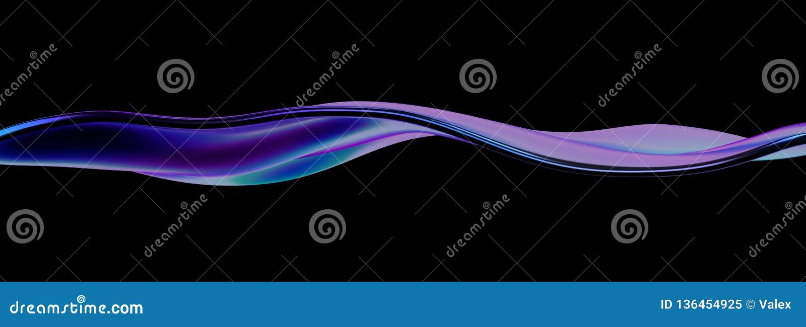 Abstract 3D Rendering of Wavy Line Stock Illustration - Illustration of ...