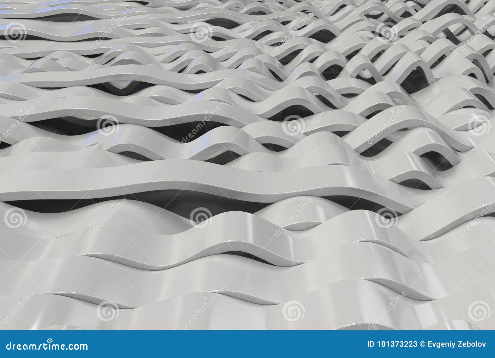 Abstract 3D Rendering of White Sine Waves Stock Illustration ...