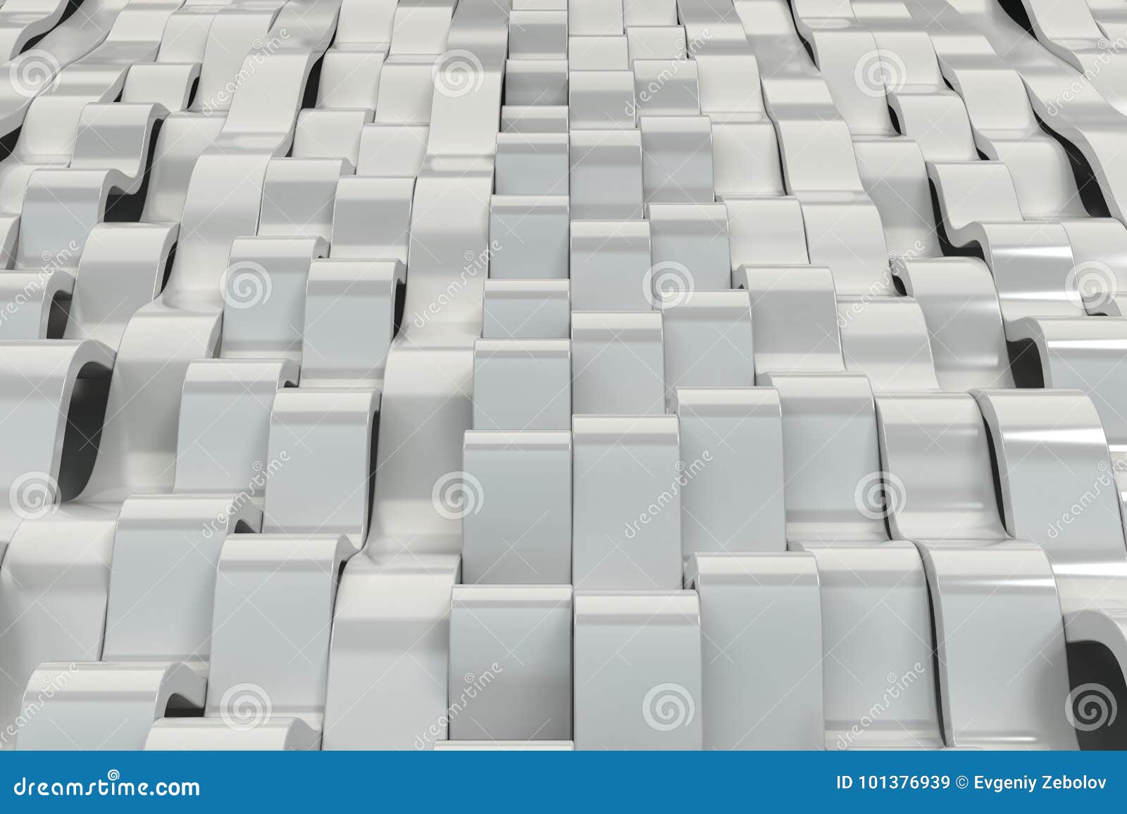 Abstract 3D Rendering of White Sine Waves Stock Illustration ...