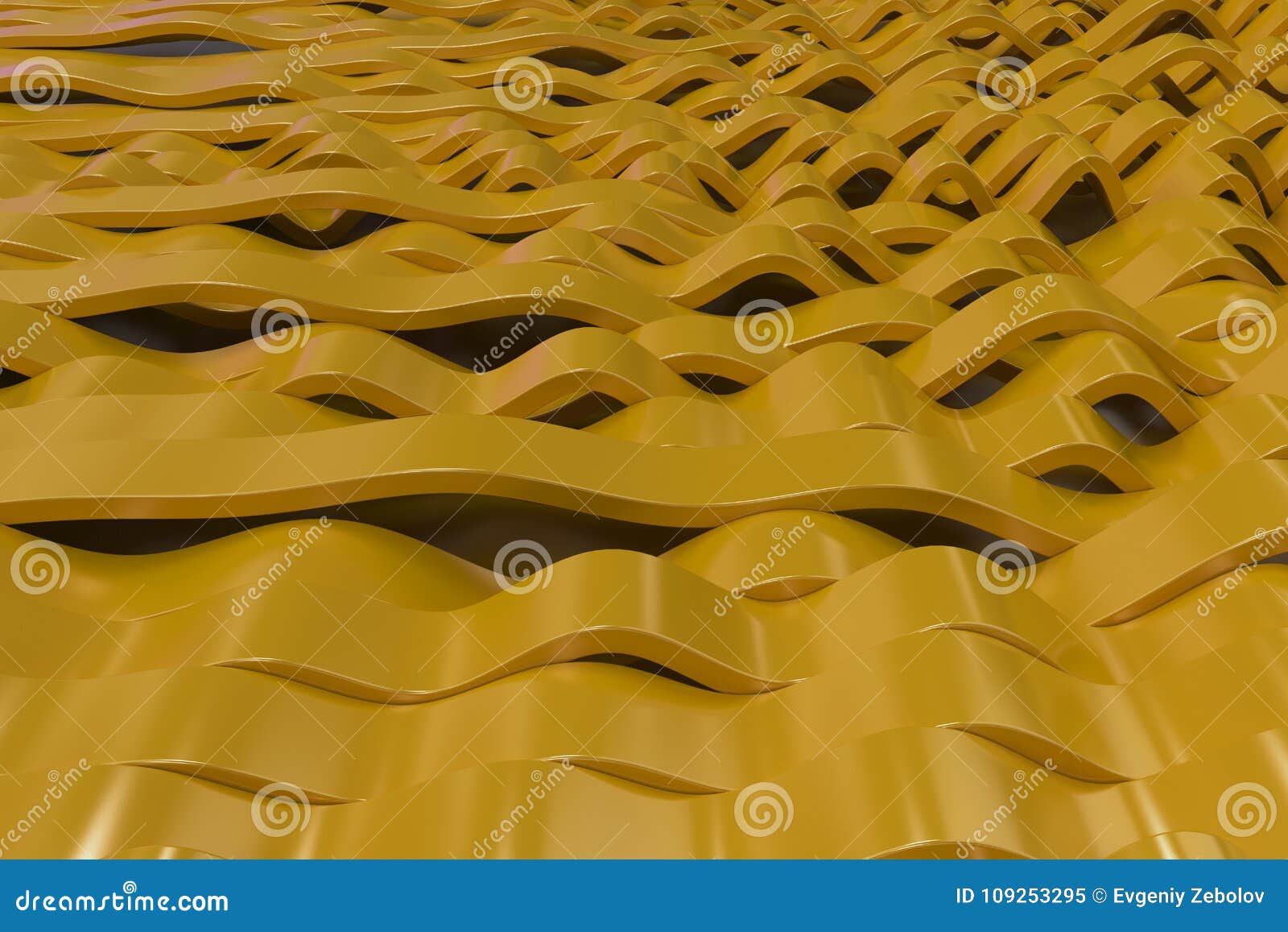 Abstract 3D Rendering of Yellow Sine Waves Stock Illustration ...