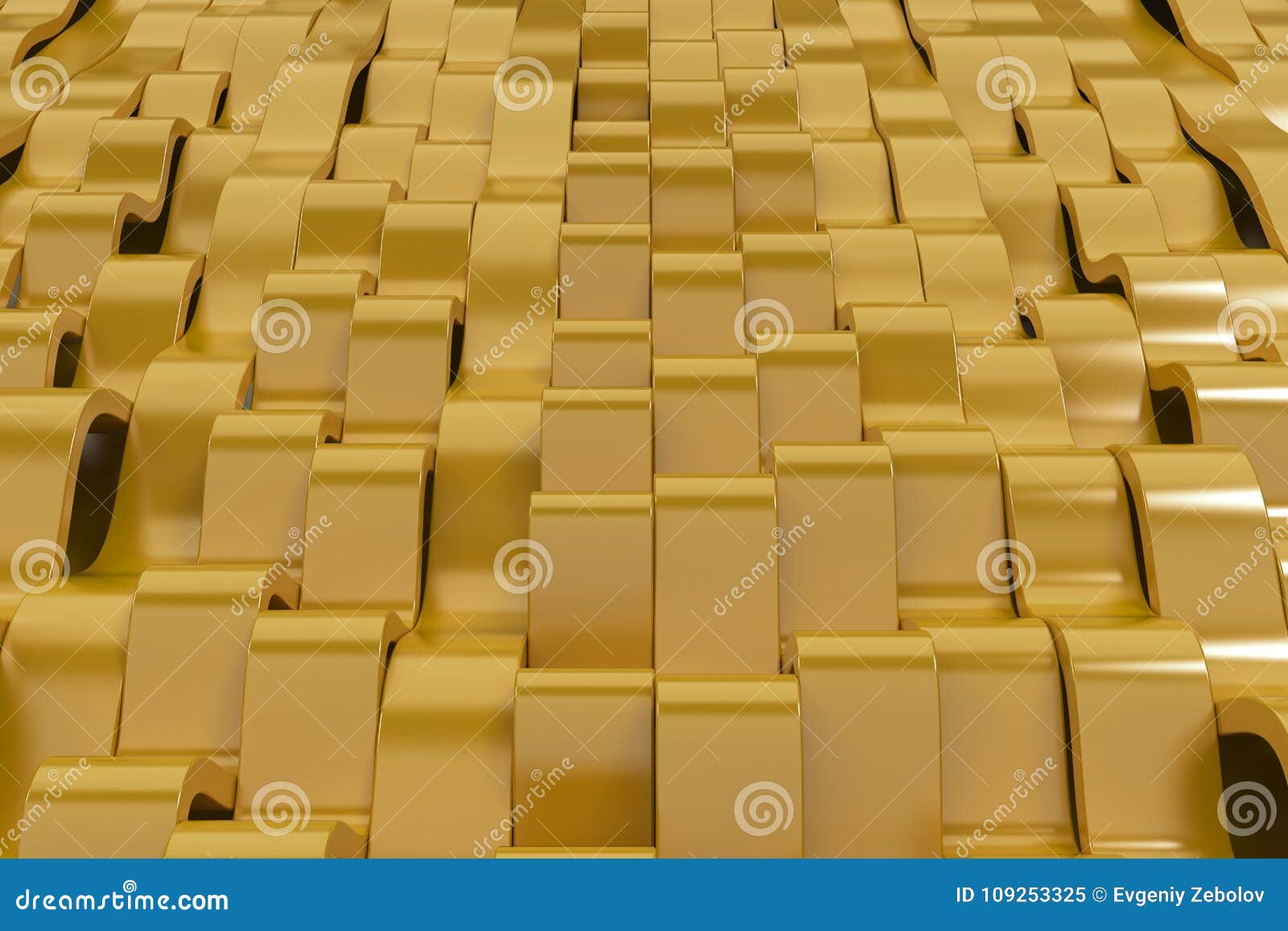 Abstract 3D Rendering of Yellow Sine Waves Stock Illustration ...