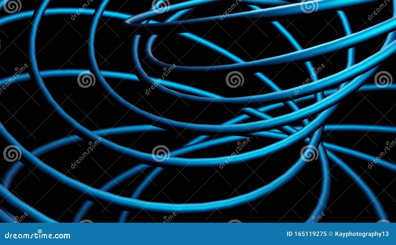 Abstract 3D Rings Rotating on Black Background. 3D Illustration Stock ...