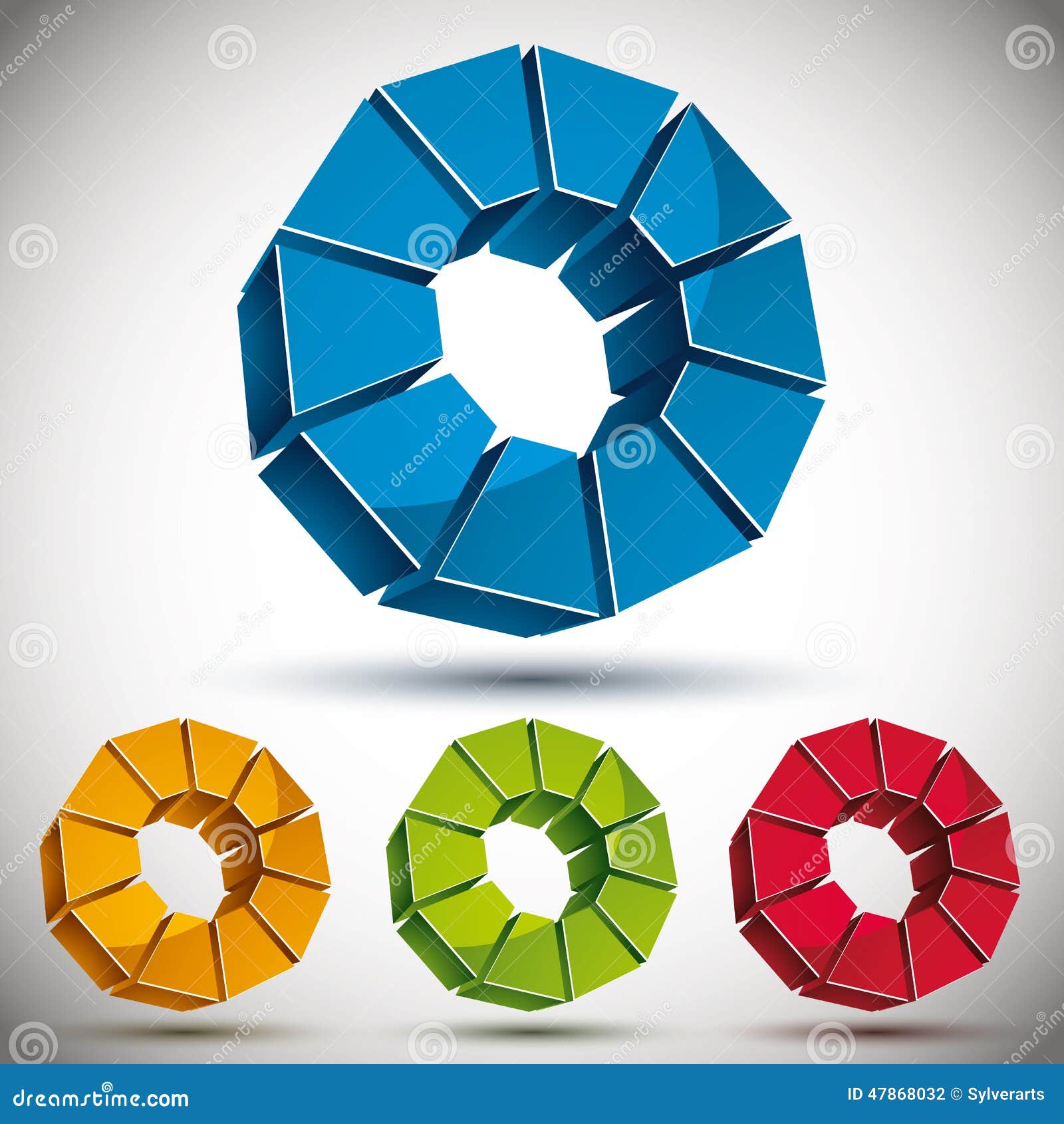 Abstract 3d Round Icon with Sectors. Stock Vector - Illustration of ...