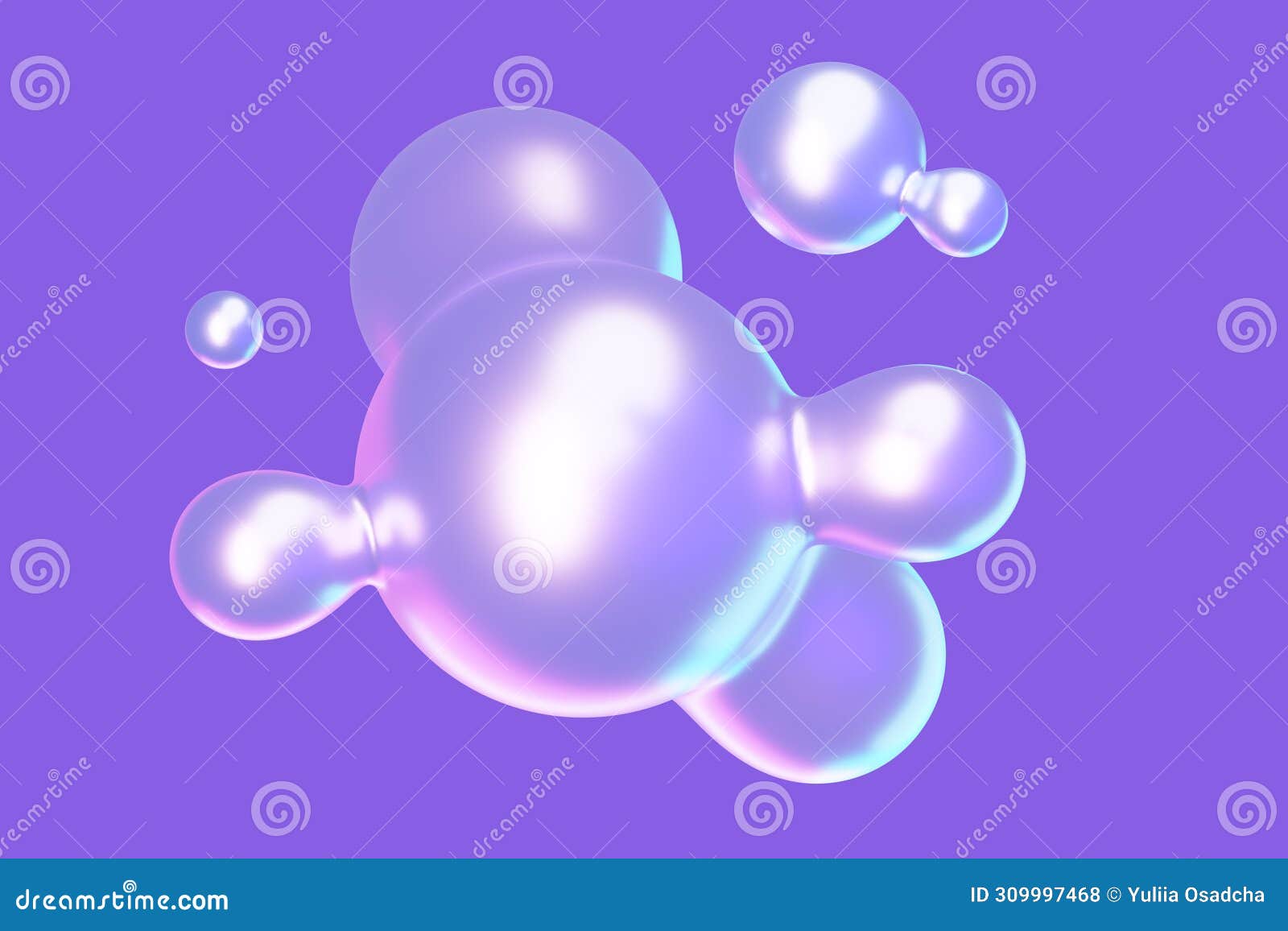 Abstract 3d Round Metaball Liquid Shape with Holographic Effect. Stock ...