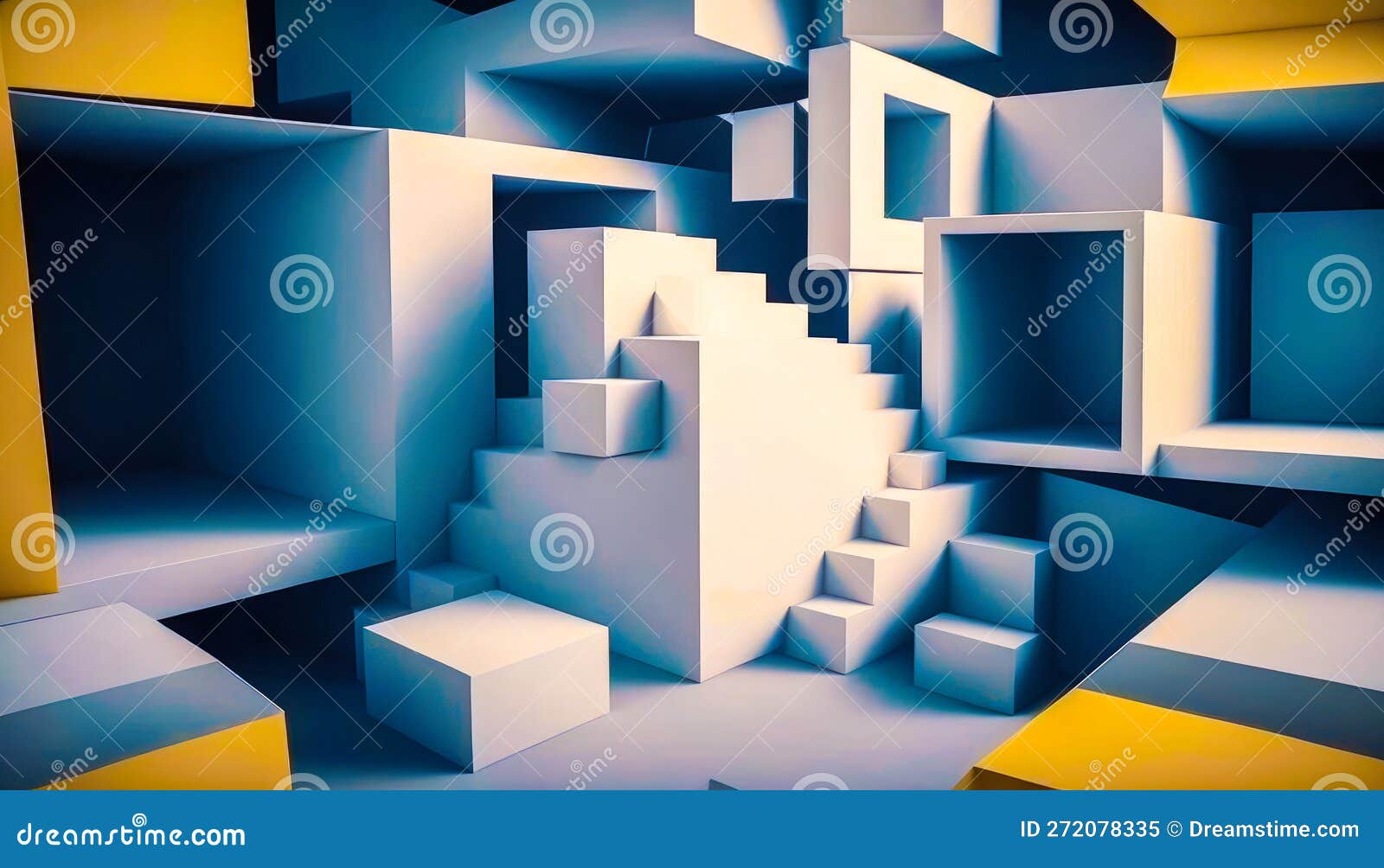 An Abstract 3d Scene with Cubes and Stairs. Generative AI Stock Image ...