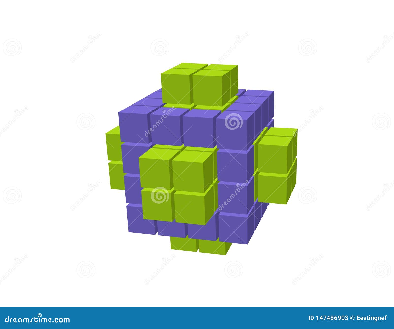 Abstract 3d Shape from Cubes. Isolated on White Background Stock Vector ...