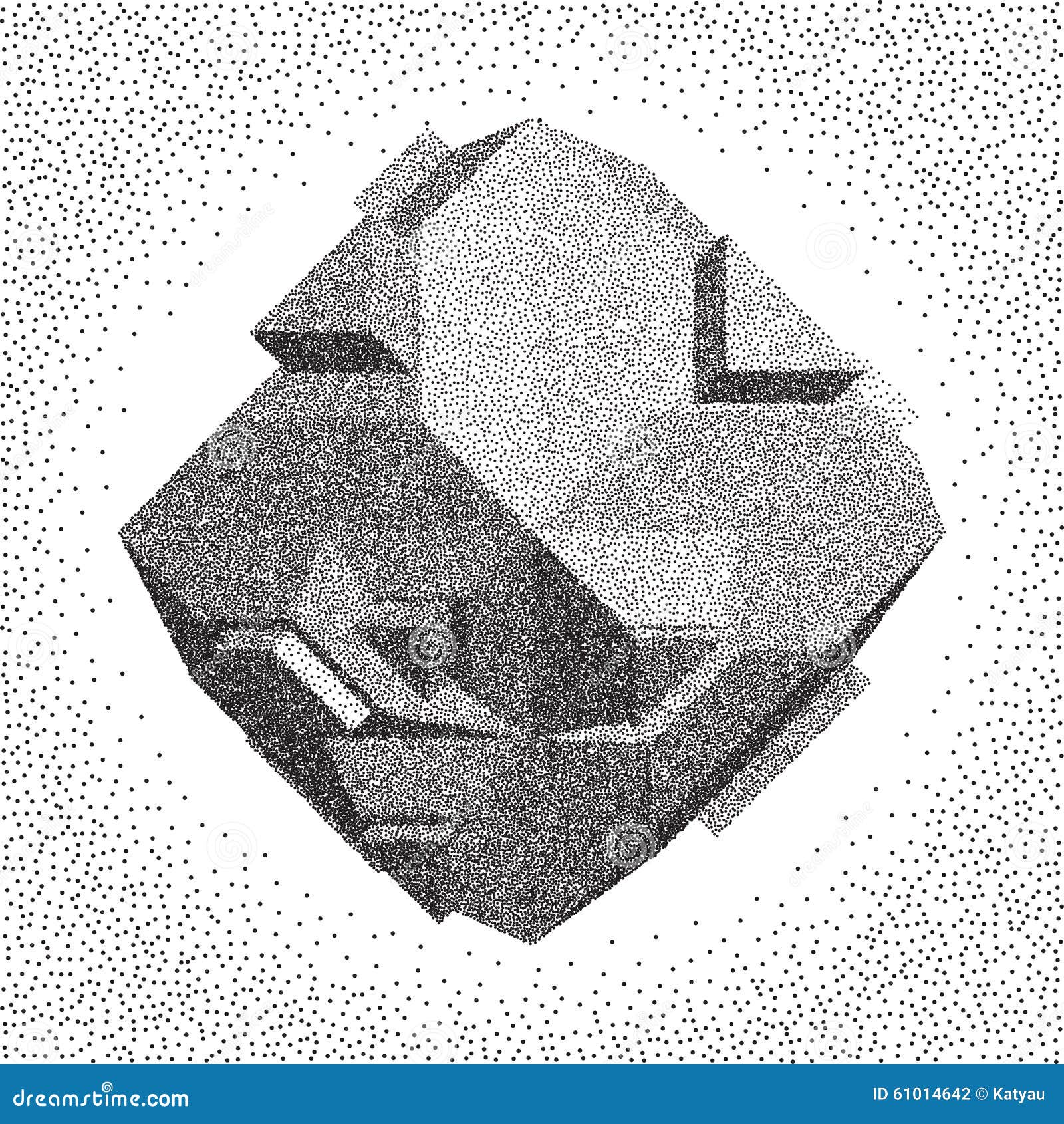 Abstract 3D Shape. Halftone Style Stock Vector - Illustration of design ...